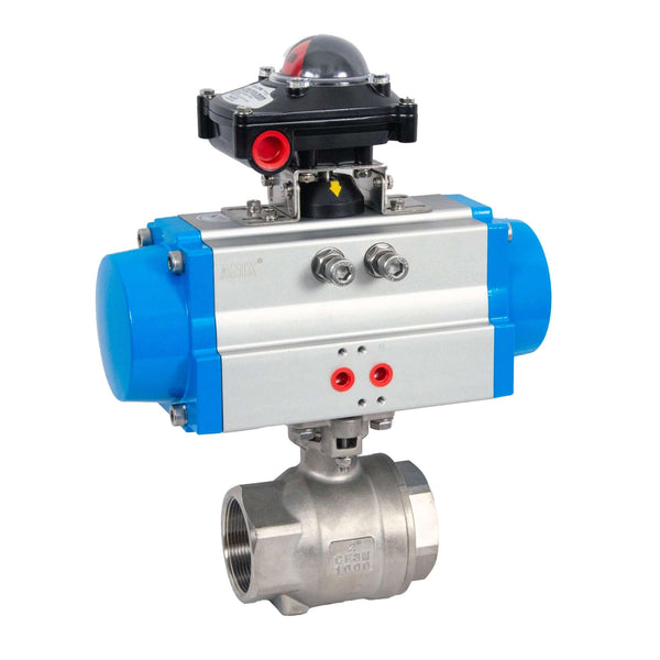 Pneumatic Actuated Full Port FNPT 2PC Ball Valve SS316 - Double Acting ...